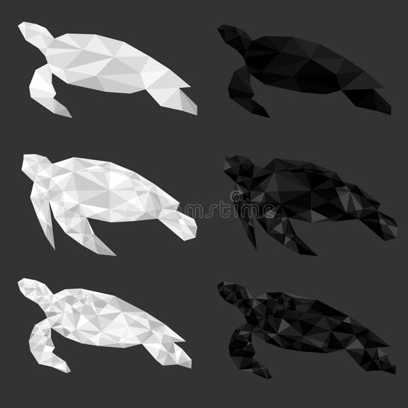 Set of Turtle Polygon Geometric. Stock Vector - Illustration of ...