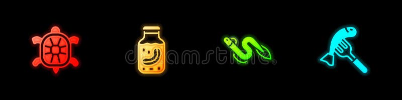 Set Turtle, Sea Cucumber in Jar, Eel Fish and Served on Plate Icon ...