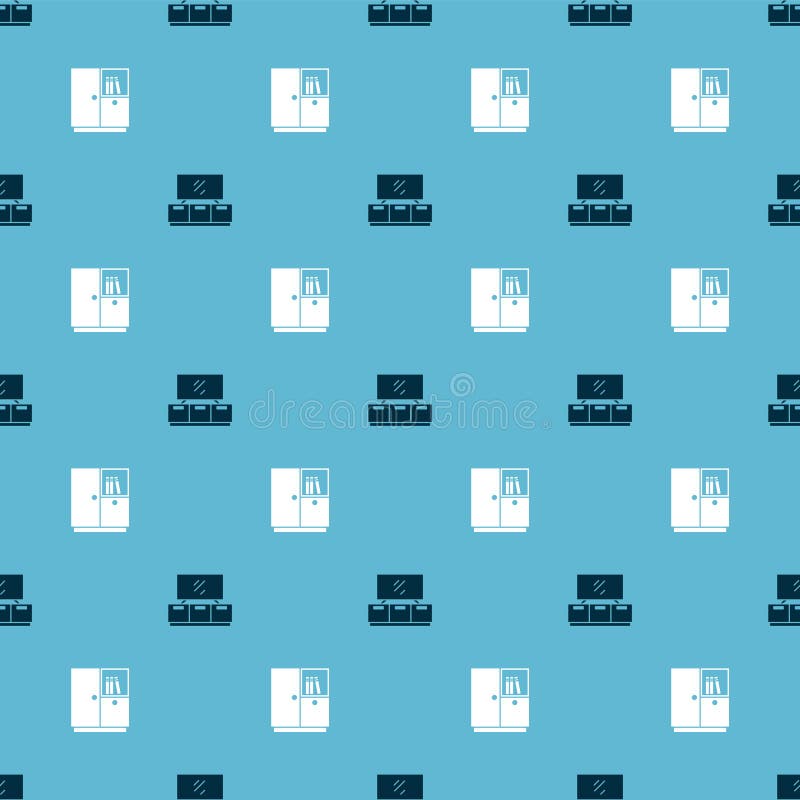 Set TV Table Stand and Wardrobe on Seamless Pattern. Vector Stock ...