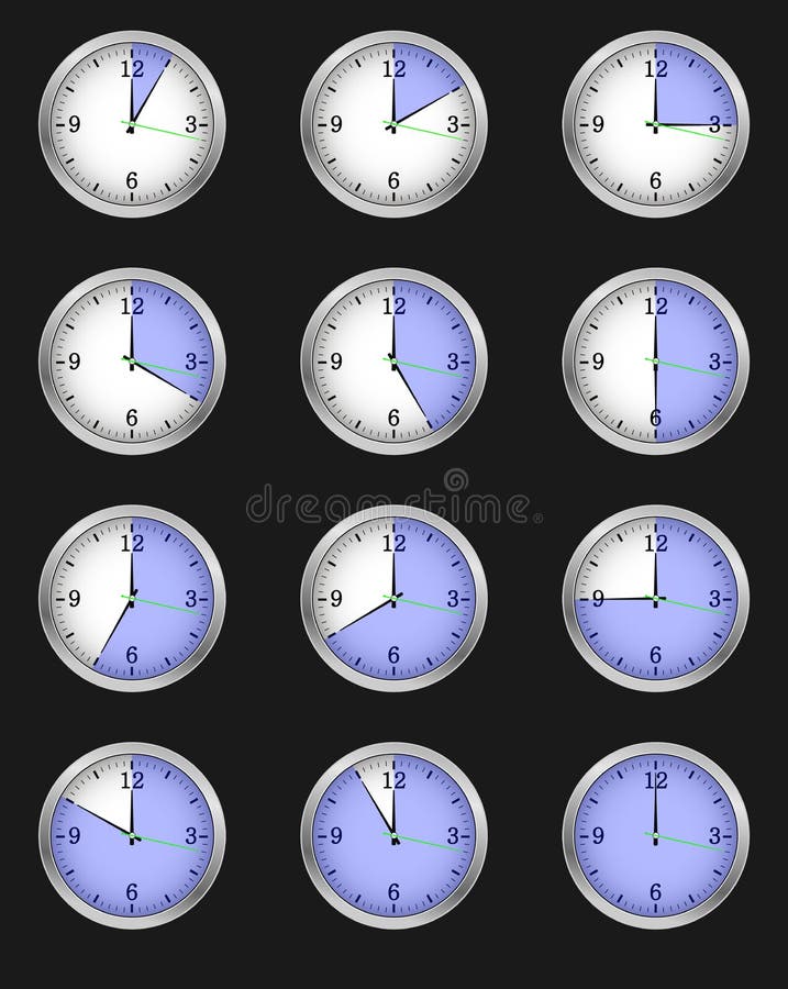 Clock Different Times Stock Illustrations – 306 Clock Different Times ...
