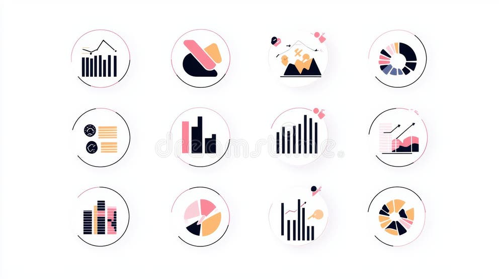 Data Visualization Icons stock illustration. Illustration of ...