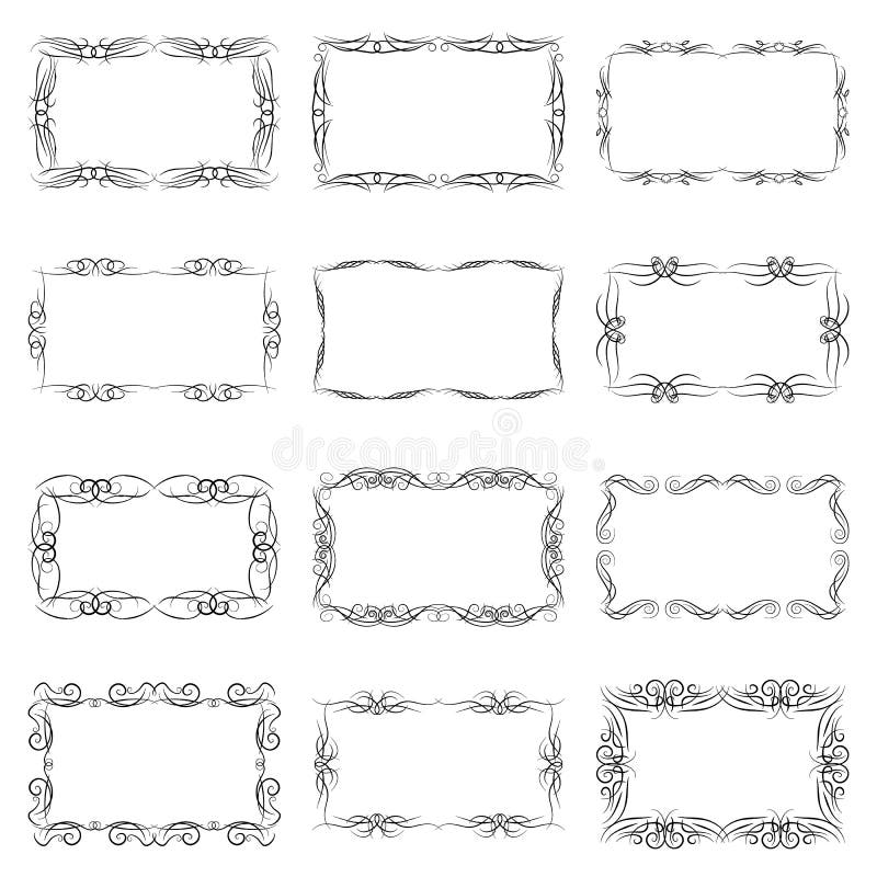 Set of Twelve Decorative Vintage Horizontal Frames Stock Vector ...