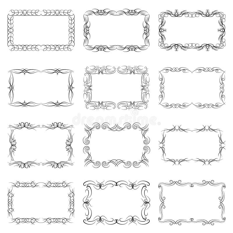 Set of Twelve Decorative Vintage Horizontal Frames Stock Vector ...