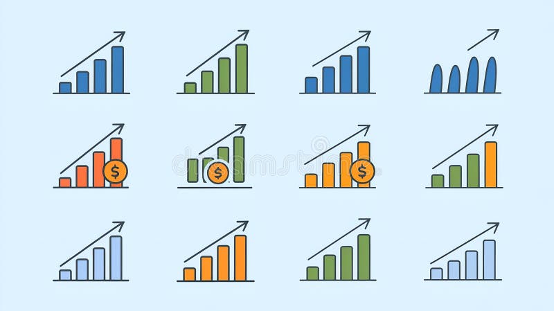 A Set of Twelve Diverse, Brightly Colored, Flat Vector Graphic Stock ...