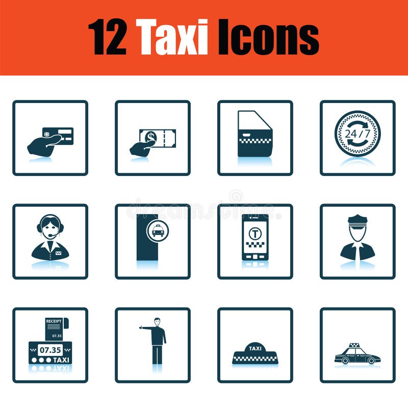 Set of twelve Taxi icons stock vector. Illustration of head - 75613731