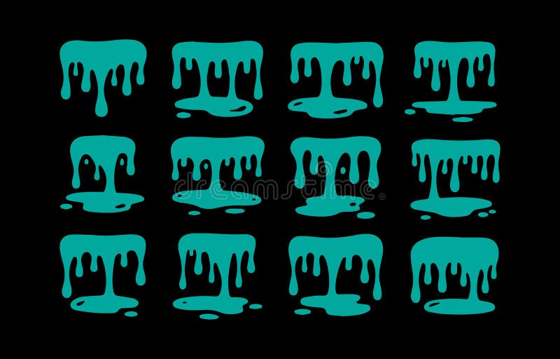 Teal Dripping Paint Splatter Collection Stock Vector - Illustration of ...