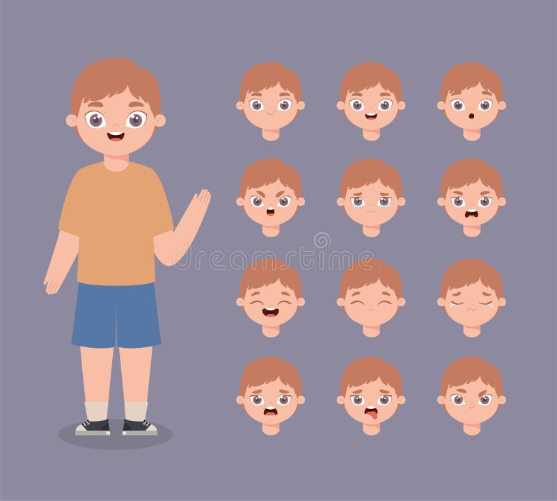 Twelve Young Boy Expressions Stock Vector - Illustration of brave ...