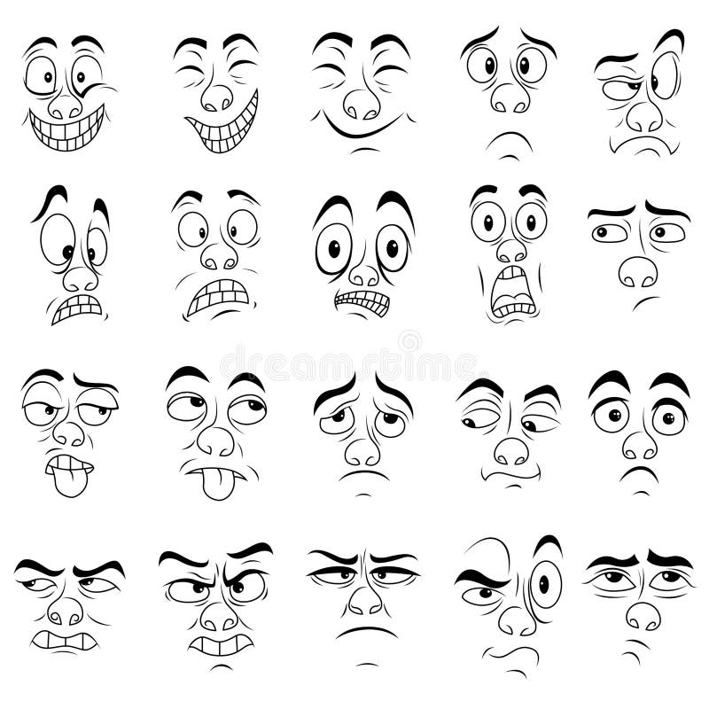Amusing male grimaces set stock vector. Illustration of collection ...