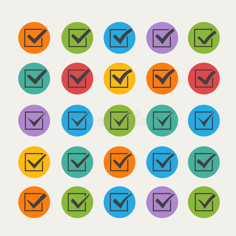 Set of Twenty-five Different Black Vector Ticks or Stock Vector ...