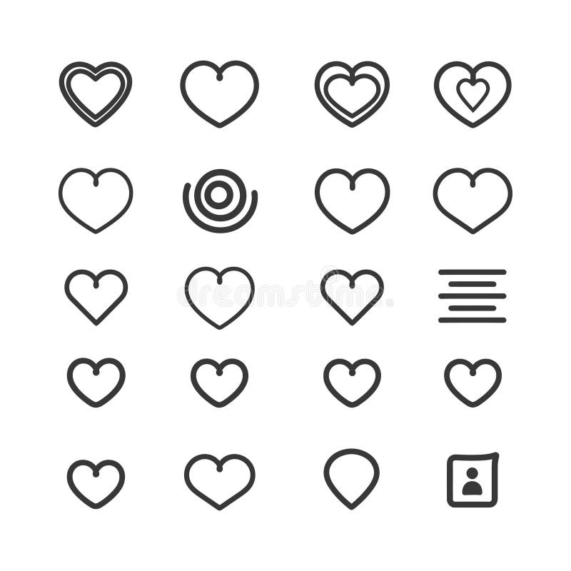 Collection of Different Heart Line Icons Set Stock Vector ...