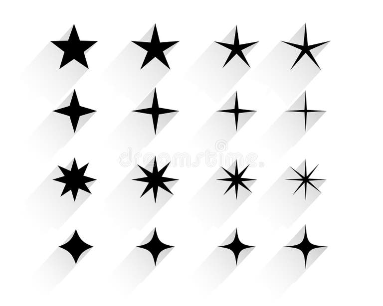 Set of Twinkle Star Symbol with Shadow Effect Stock Vector ...