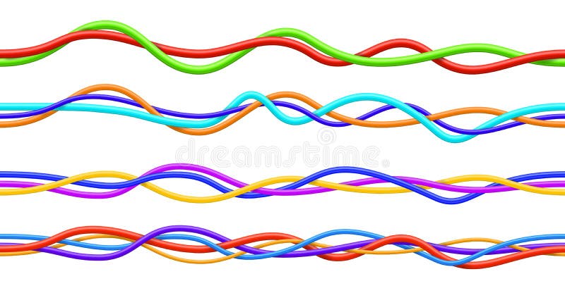 Set of Twisted Realistic Colored Electrical Wires Stock Vector ...