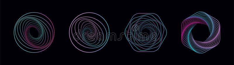 Set of Twisted Spirals. Sacred Geometry. Tunnel with Lines in the Form ...