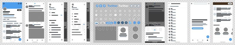 Set Twitter Screen Social Media and Social Network Interface Template ...