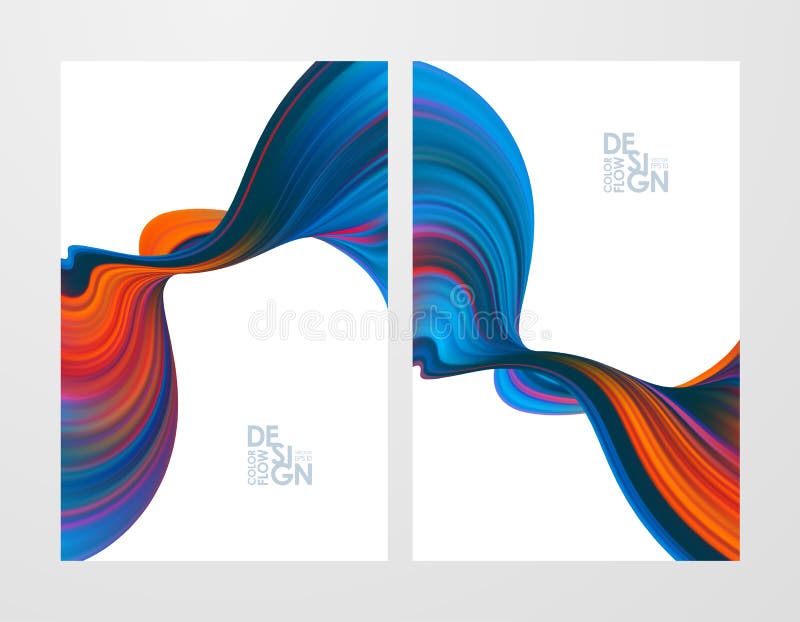 Set of Two Abstract Colorful Flow Poster Backgrounds. Modern Design ...