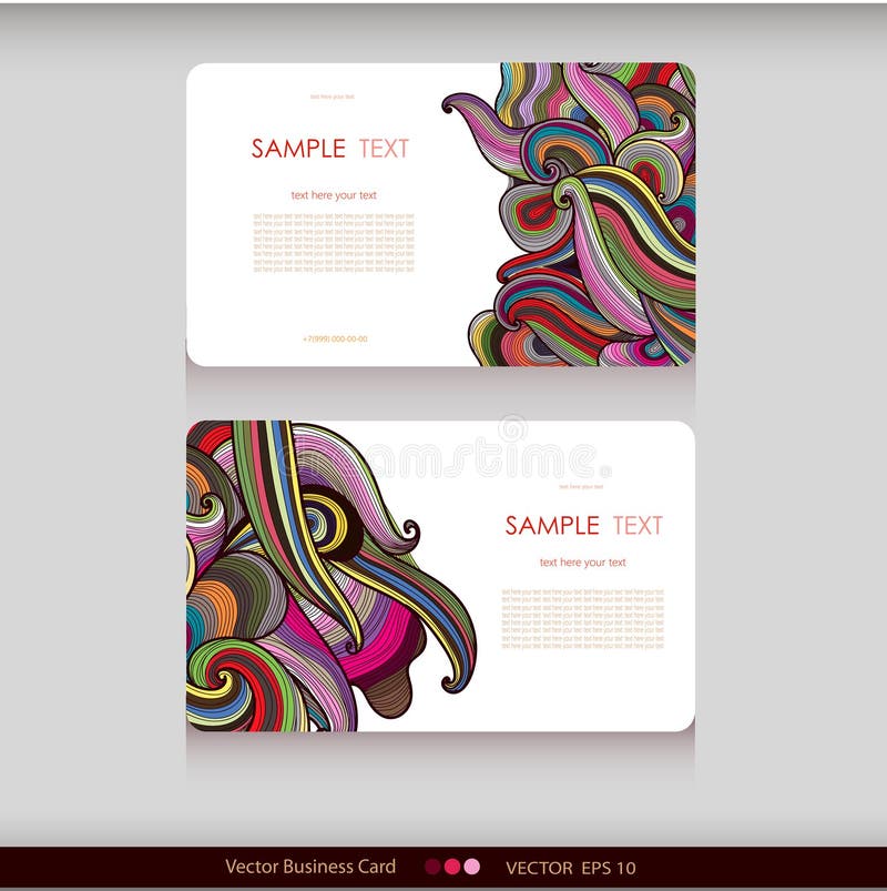 Set of Two Abstract Colorful Hand-drawn Waves Cards. Stock Vector ...