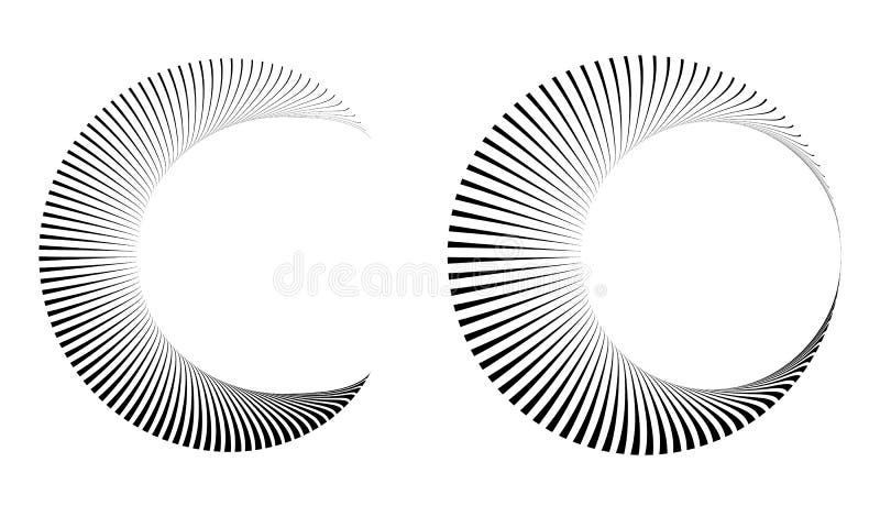 Set with Two Abstract Moon Shapes. Lines in Circle As Logo or Icon ...