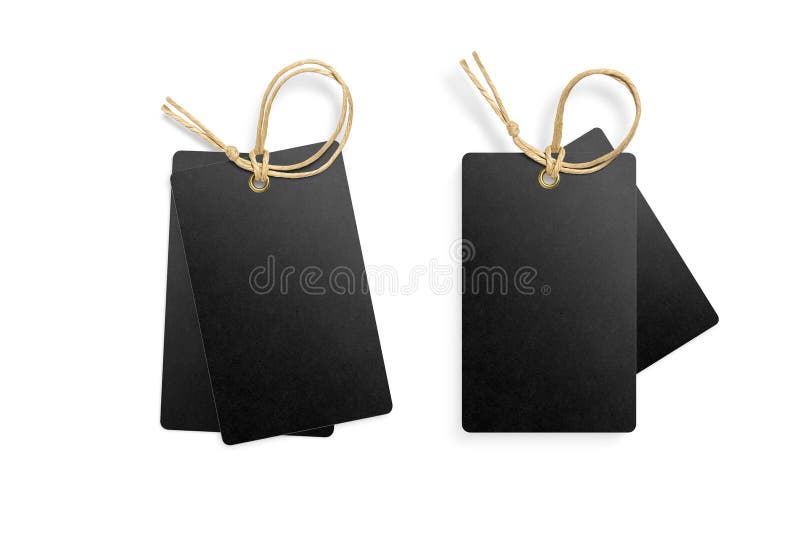 Set of Two Black Paper Hang Tags, Price Tags or Cloth Labels with ...