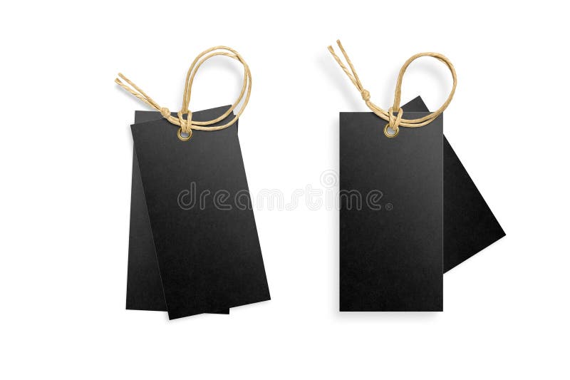 Set of Two Black Paper Hang Tags, Price Tags or Cloth Labels with ...