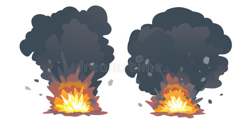 Set of Shell Exploding on Ground Isolated Stock Vector - Illustration ...