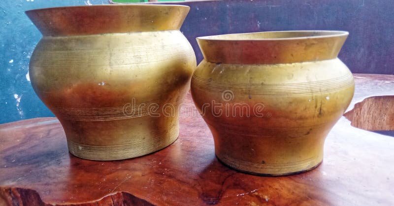 A Set of Two Brass Jars is Traditional Javanese Culture Stock Image ...