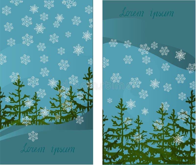 A Set of Two Cards with Winter Motives for Congratulations Stock ...