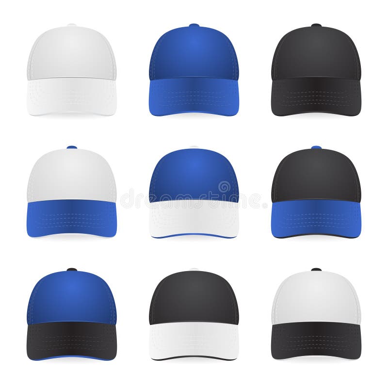 Set of two-color caps stock vector. Illustration of head - 51533561