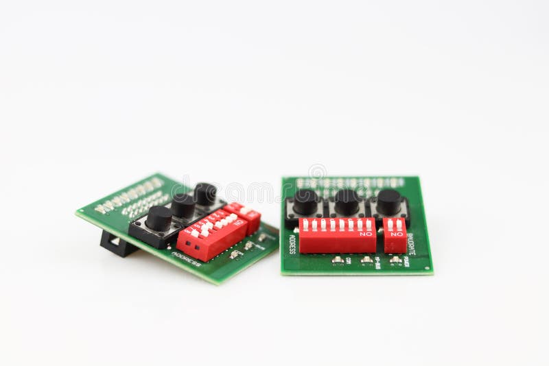 Set of Electronic Components Isolated on White Background. PCB Assembly ...