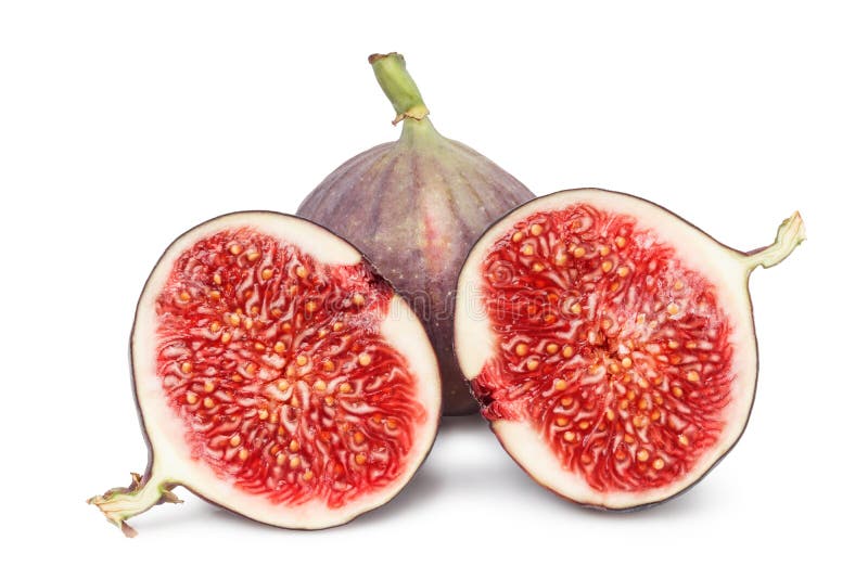 A Set of Two Figs One Has Been Sliced Isolated on White Background ...