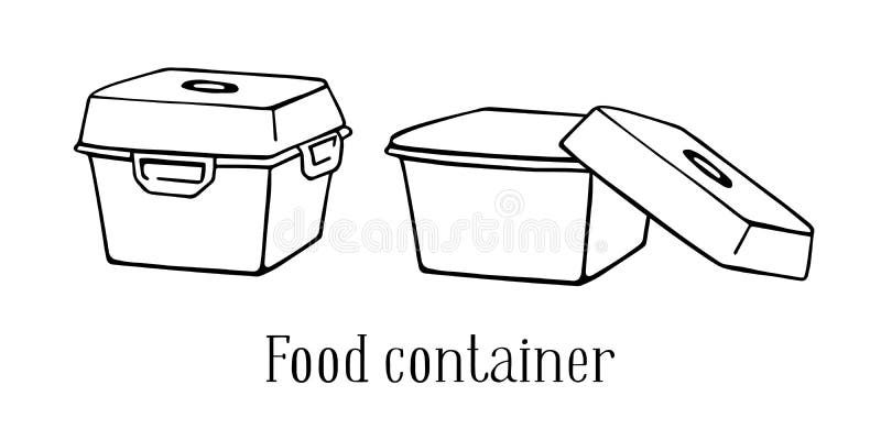 Set of Two Food Containers. Open and Closed Stock Vector - Illustration ...