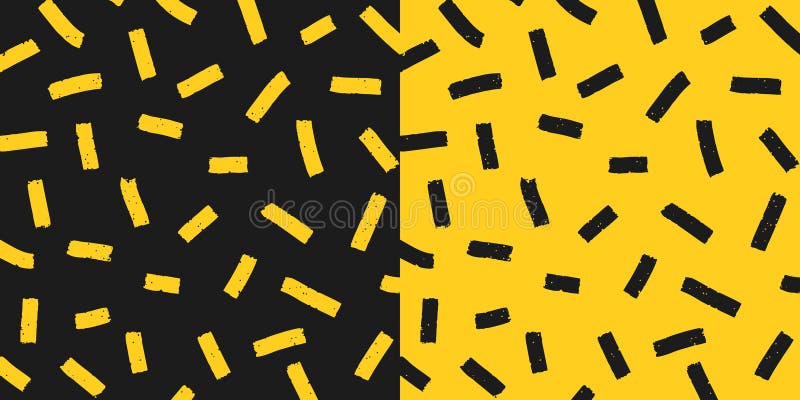 Two Hand Drawn Square Patterns, Chaotic Textured Scratches on Black and ...