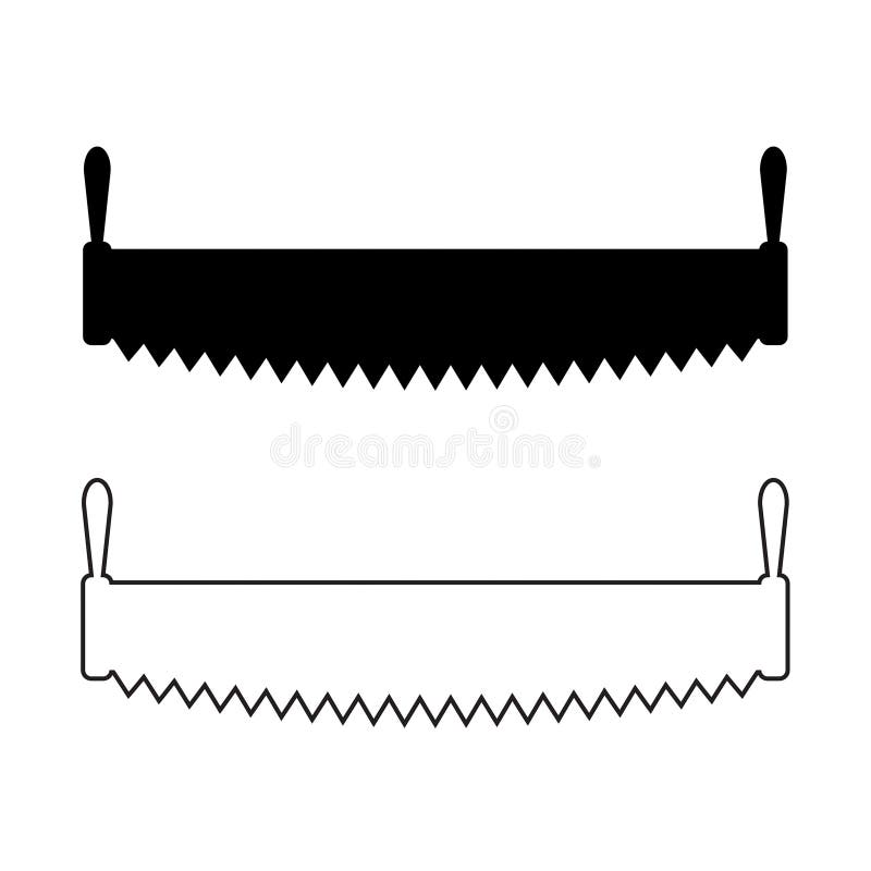 Set of Two-handed Saw Icon. Stock Vector - Illustration of tool, icon ...