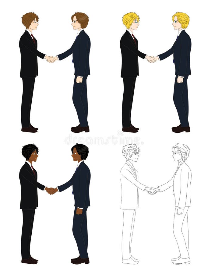 Set Handsome Business Man Giving Hand for Handshake. Full Body Stock ...