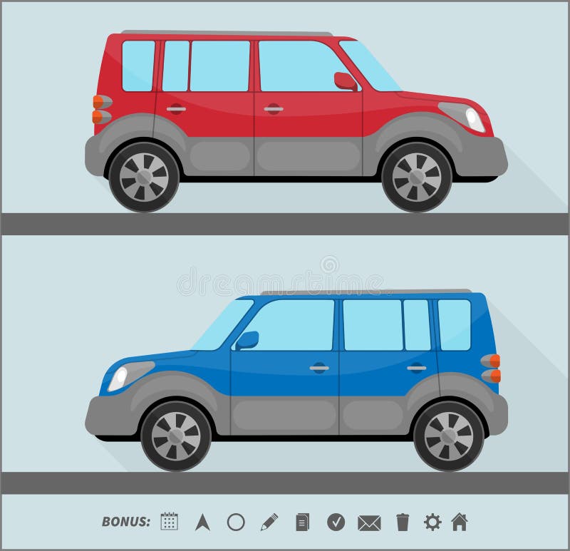 Set of two isolated cars stock vector. Illustration of automobile ...