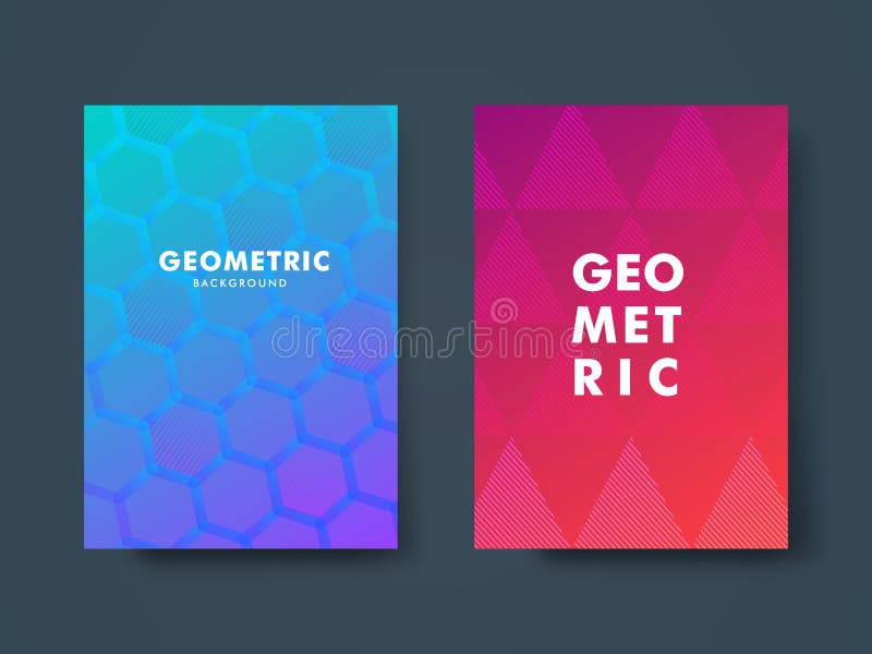 Set of Two Modern Cover Design with Geometric Shape and Vibrant ...