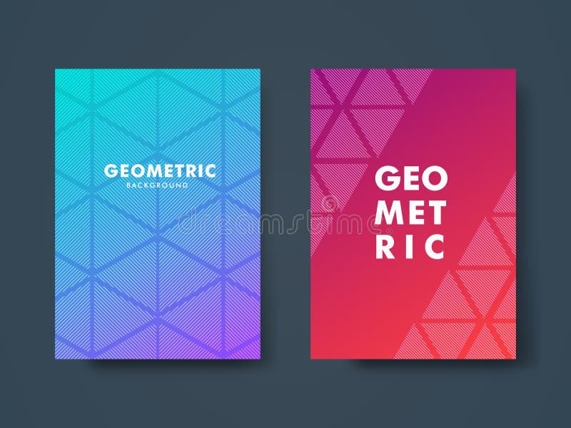 Set of Two Modern Cover Design with Geometric Shape and Vibrant ...