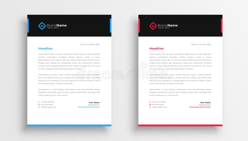 Set of Two Official Letterhead Layout a Professional Document Stock ...