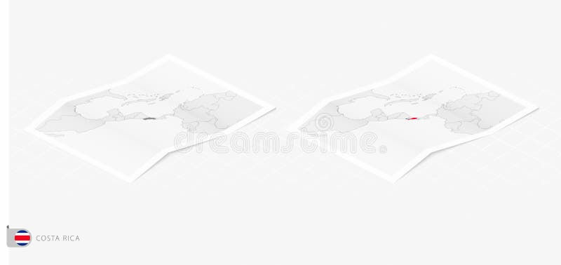 Set of Two Realistic Map of Costa Rica with Shadow. the Flag and Map of ...