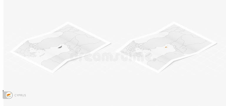 Set of Two Realistic Map of Cyprus with Shadow. the Flag and Map of ...