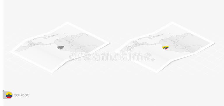 Set of Two Realistic Map of Ecuador with Shadow. the Flag and Map of ...