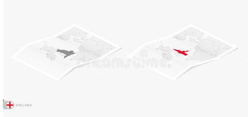 Set of Two Realistic Map of England with Shadow. the Flag and Map of ...
