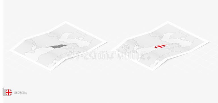 Set of Two Realistic Map of Georgia with Shadow. the Flag and Map of ...