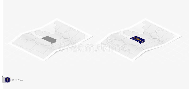 Set of Two Realistic Map of Indiana with Shadow. the Flag and Map of ...