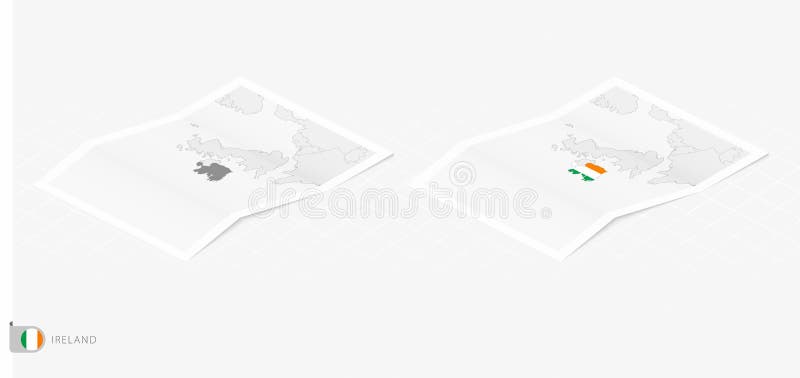 Set of Two Realistic Map of Ireland with Shadow. the Flag and Map of ...