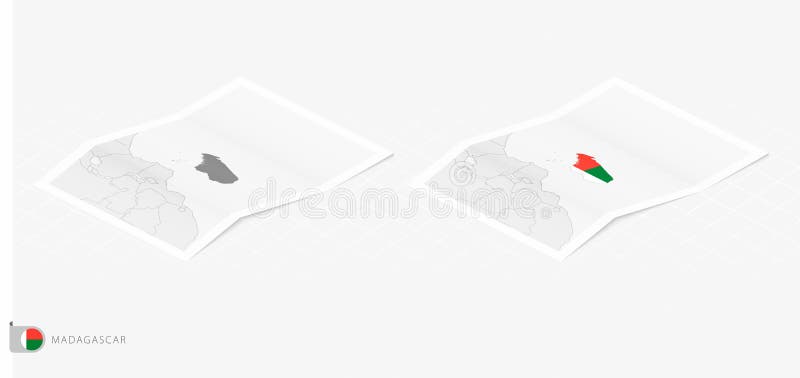 Set of Two Realistic Map of Madagascar with Shadow. the Flag and Map of ...