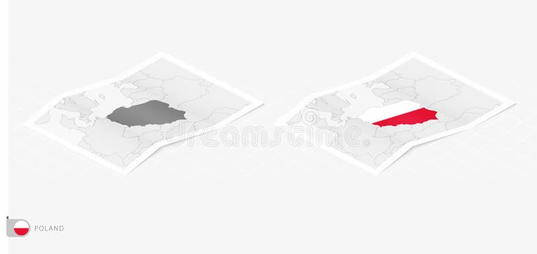 Set of Two Realistic Map of Poland with Shadow. the Flag and Map of ...