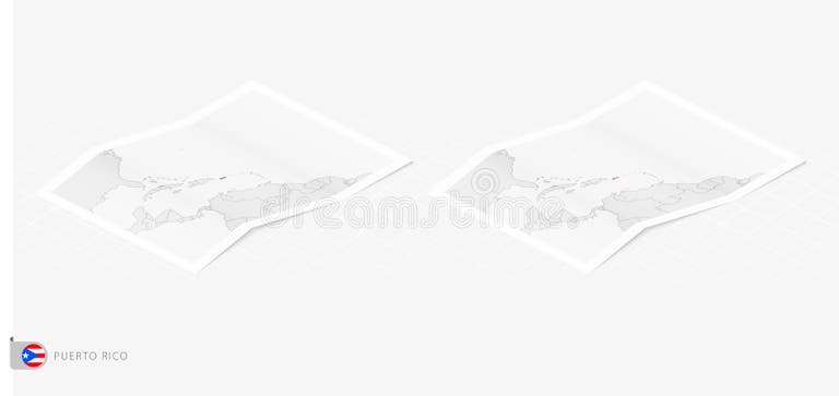 Set of Two Realistic Map of Puerto Rico with Shadow. the Flag and Map ...