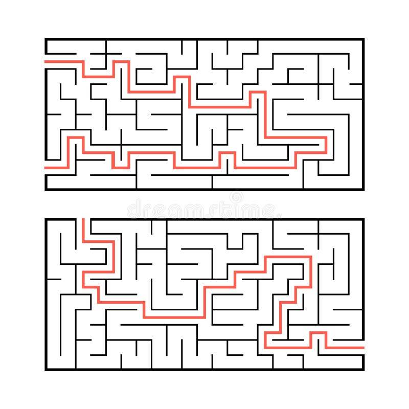 A Set Of Two Rectangular Labyrinths. An Interesting Game For Children ...