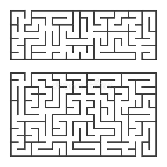 A Set of Two Rectangular Mazes with an Entrance and an Exit. Simple ...