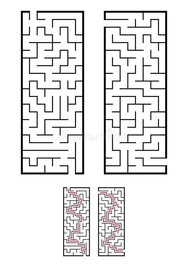 A Set of Two Rectangular Mazes with an Entrance and an Exit. Simple ...